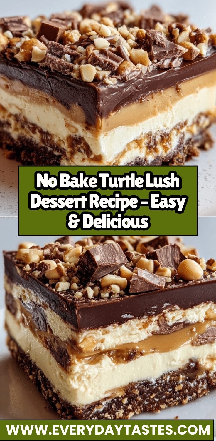 No Bake Turtle Lush: Easy, Decadent Layered Dessert